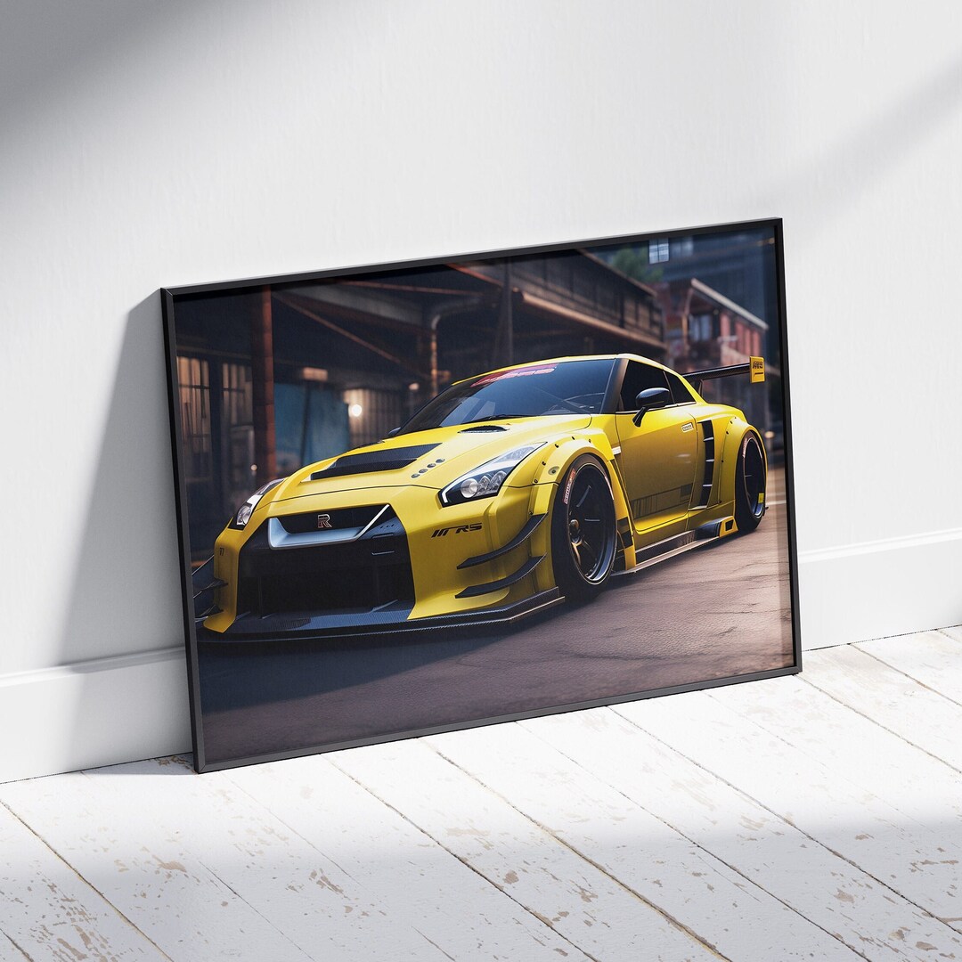 Nissan GTR R35 Nismo Yellow, Car Art Print Framed / Unframed / Canvas ...