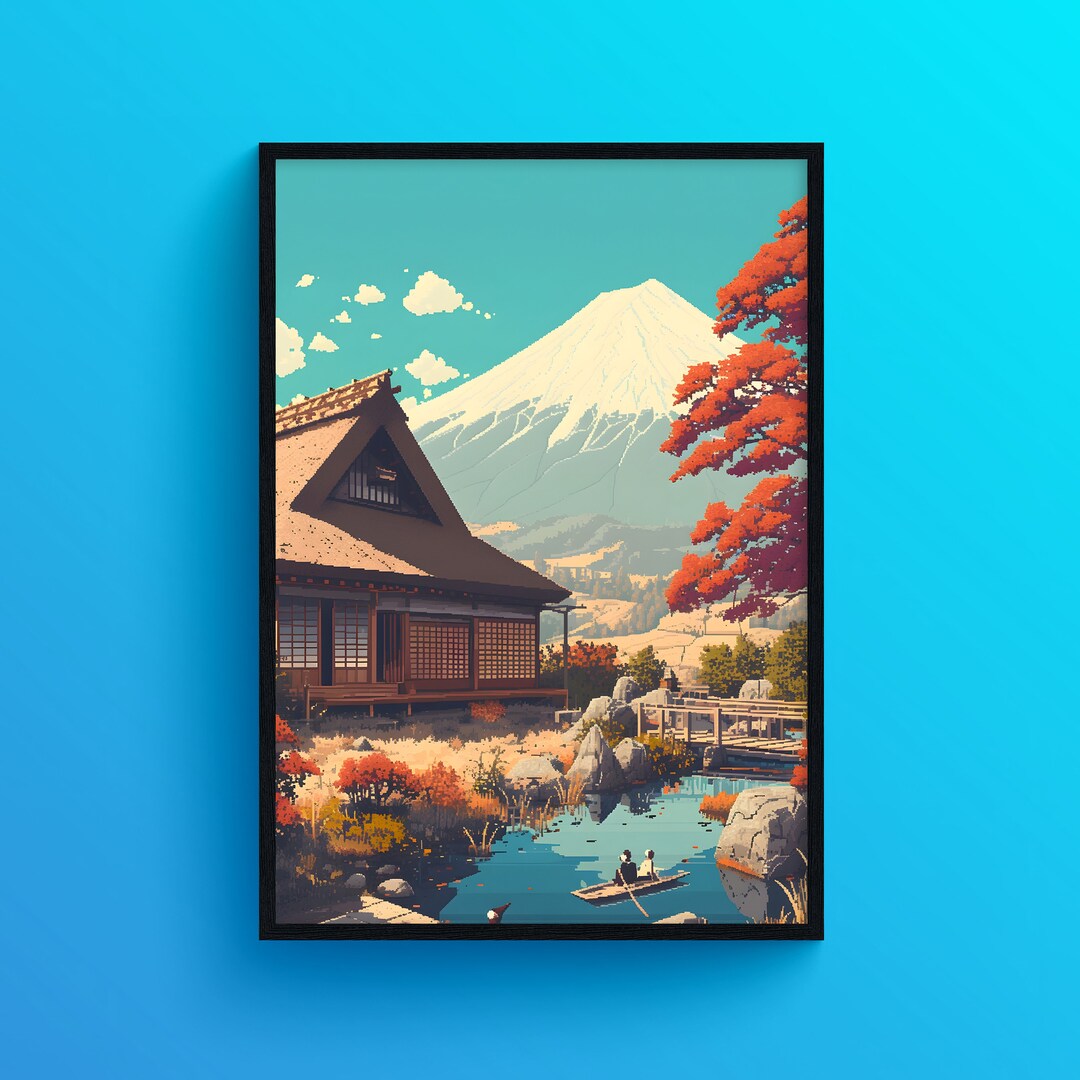 Pixel Art Traditional Japanese Village House, Art Digital Instant ...