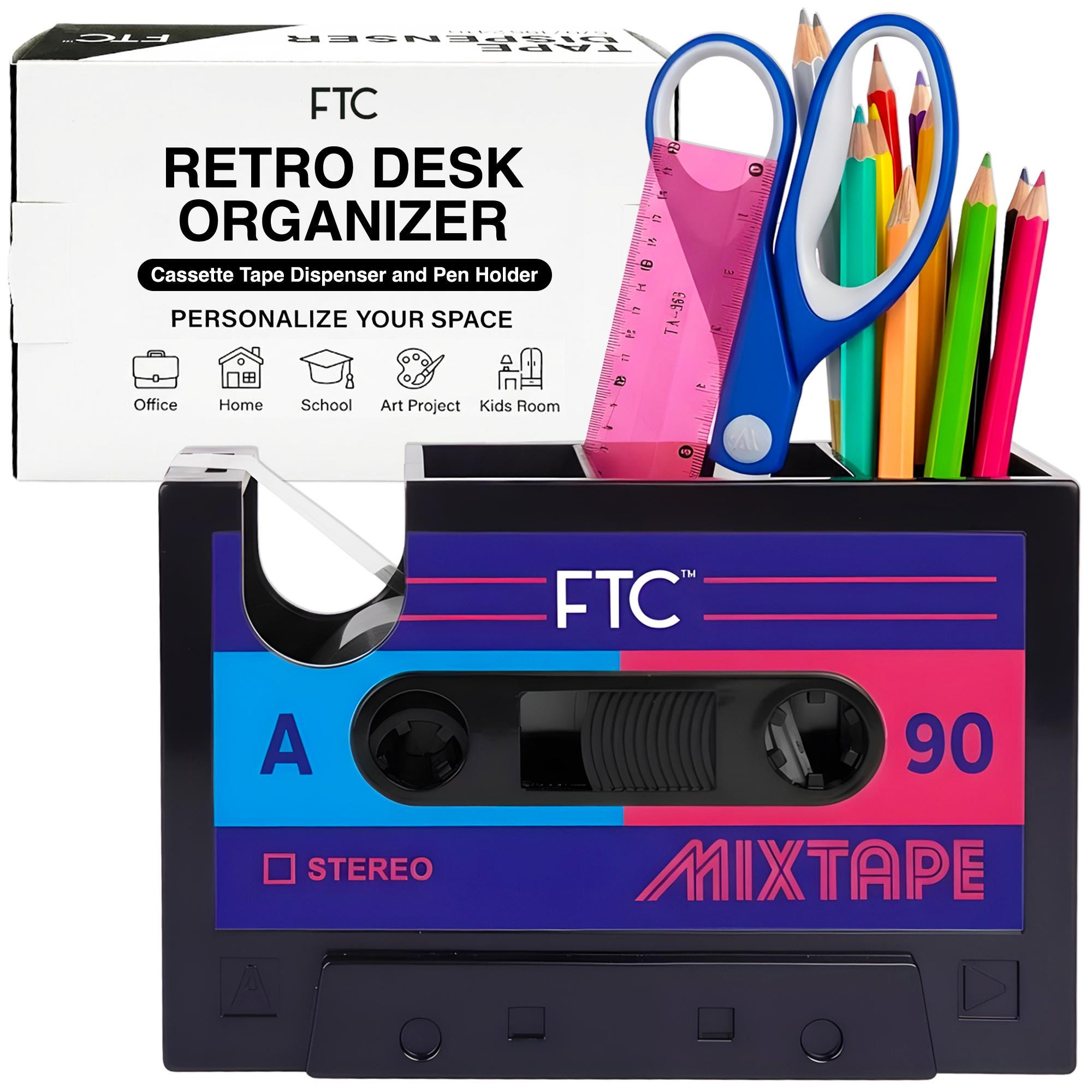 Retro Cassette Tape Dispenser Desk Organizer, 80s Office Decor, Vintage ...