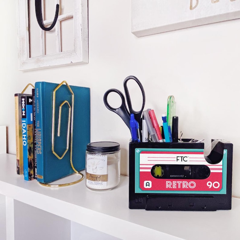 Retro Cassette Tape Dispenser Desk Organizer, 80s Office Decor, Vintage ...