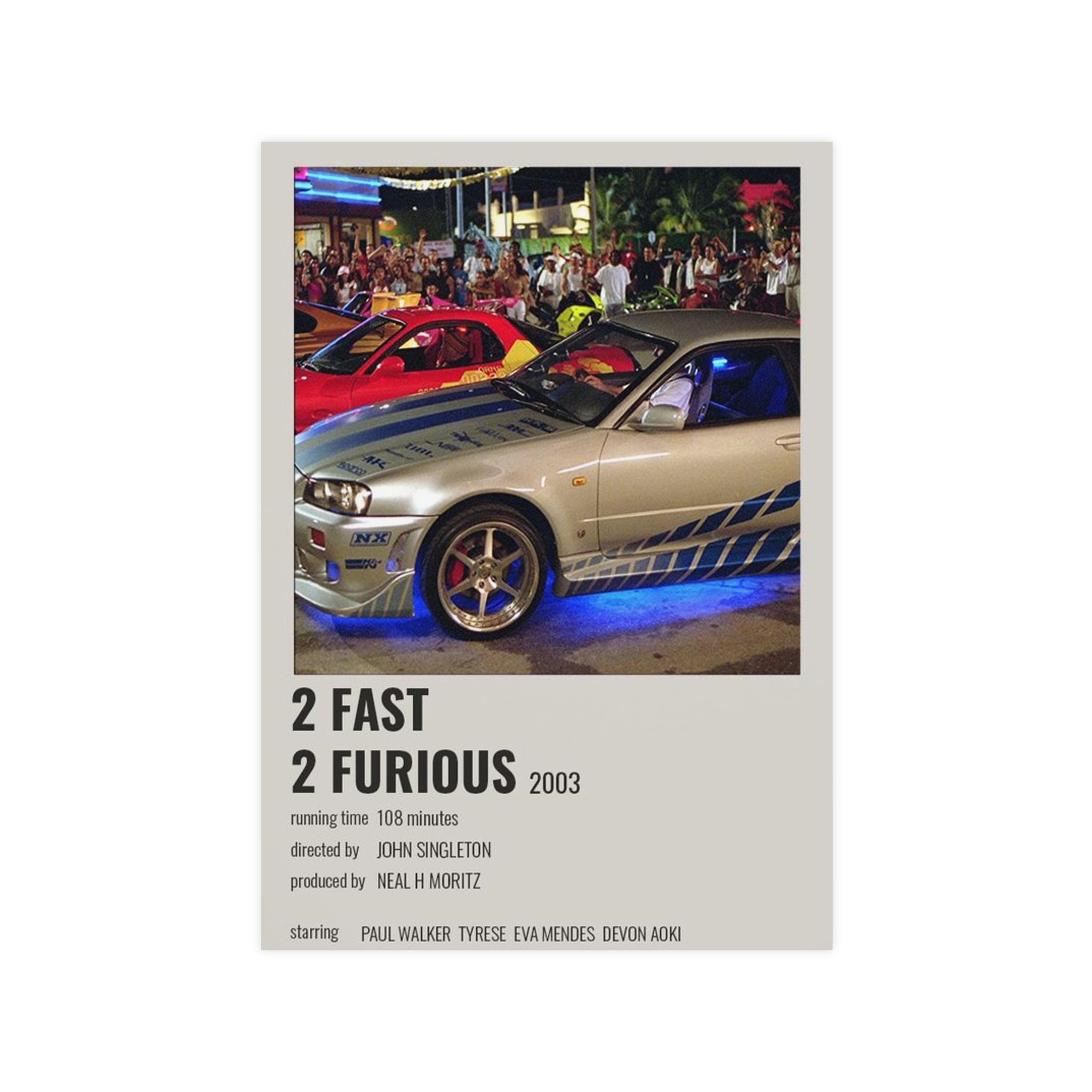 Fast & Furious Posters | 2 Fast 2 Furious Vintage Posters No Frame