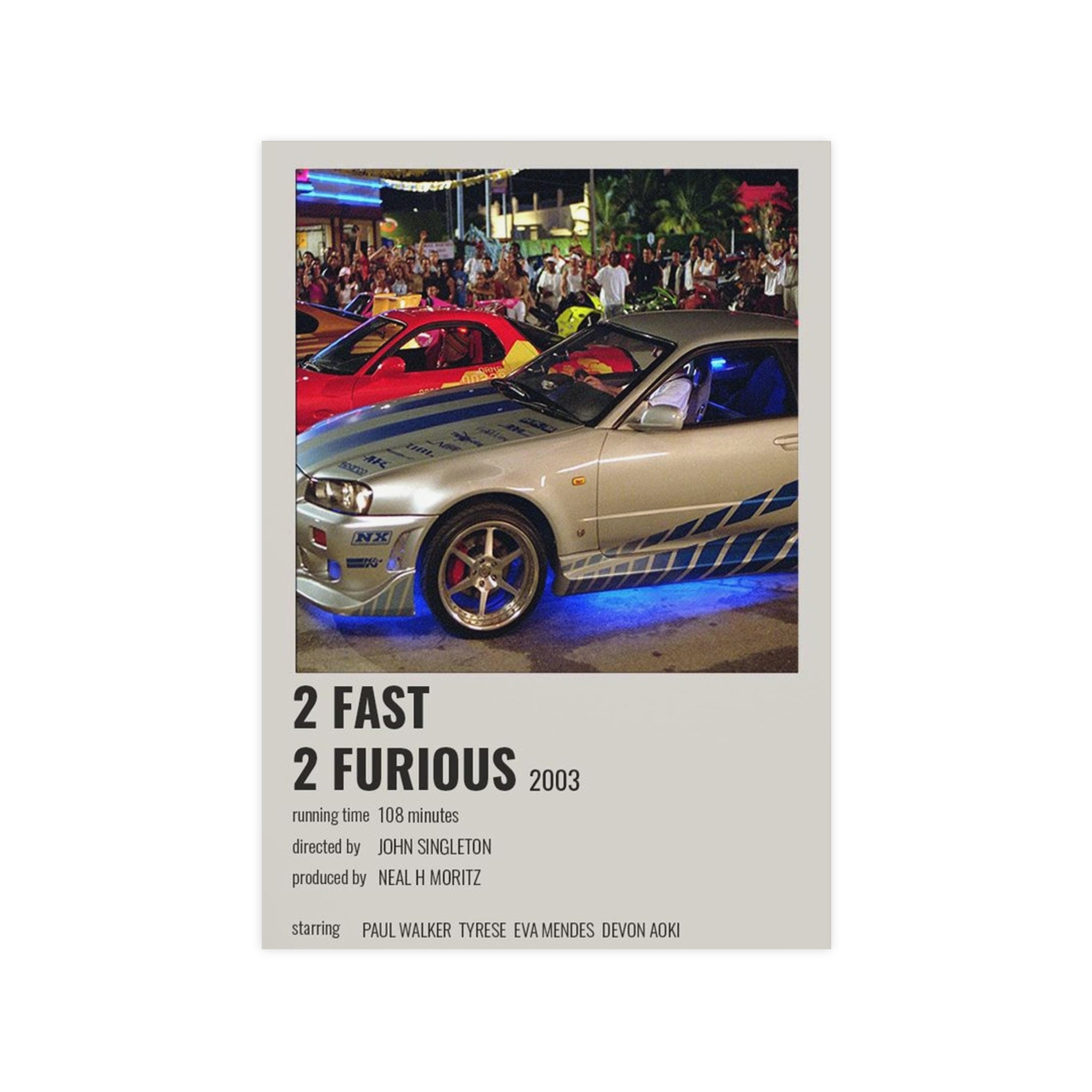 Fast & Furious Posters | 2 Fast 2 Furious Vintage Posters No Frame