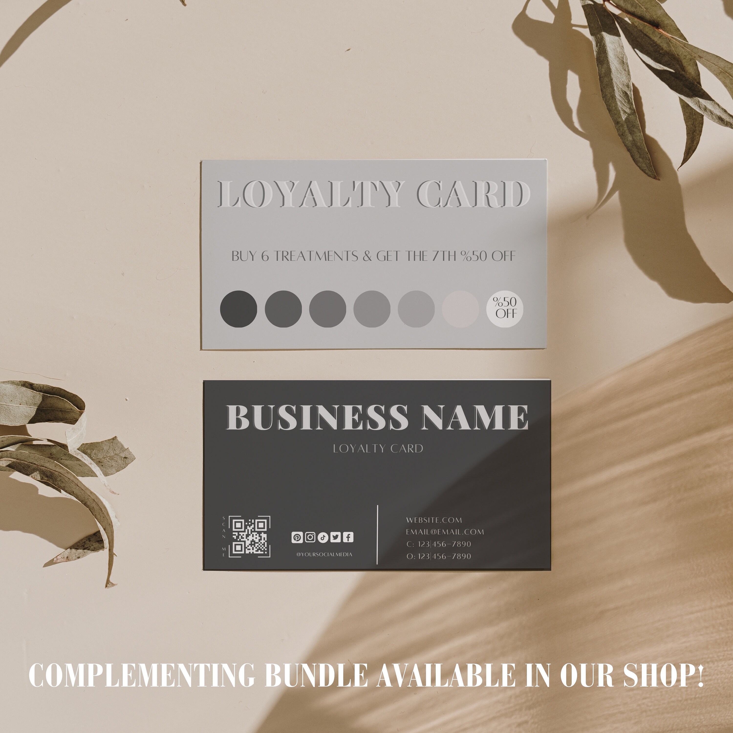 Editable Printable Loyalty Card Template, Double Sided DIY Loyalty Card ...