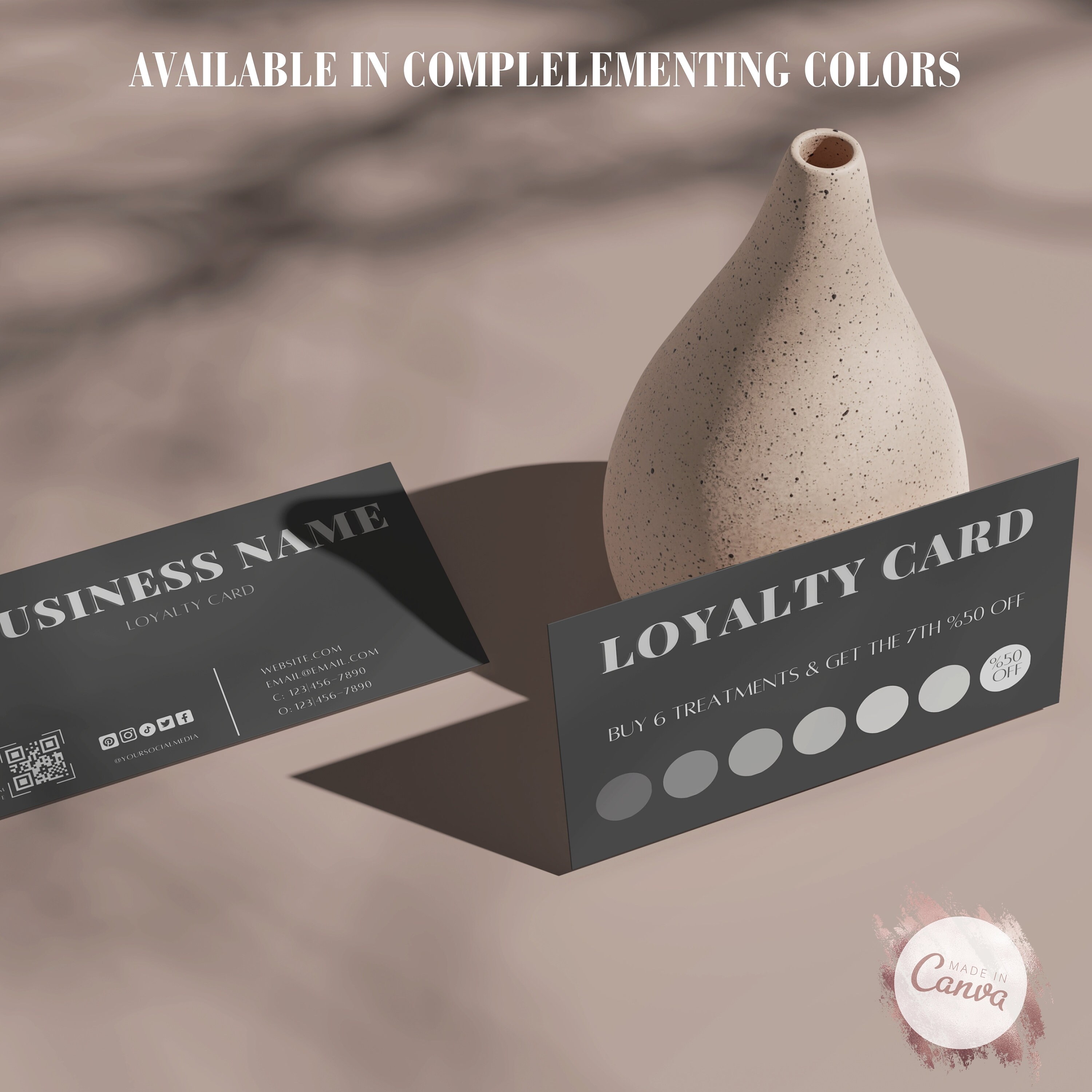 Editable Printable Loyalty Card Template, Double Sided DIY Loyalty Card ...