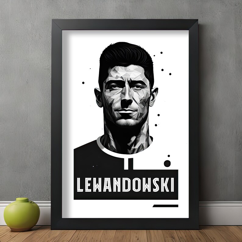 Robert Lewandowski, Football Star Poster, Soccer, Digital Art, Sport ...