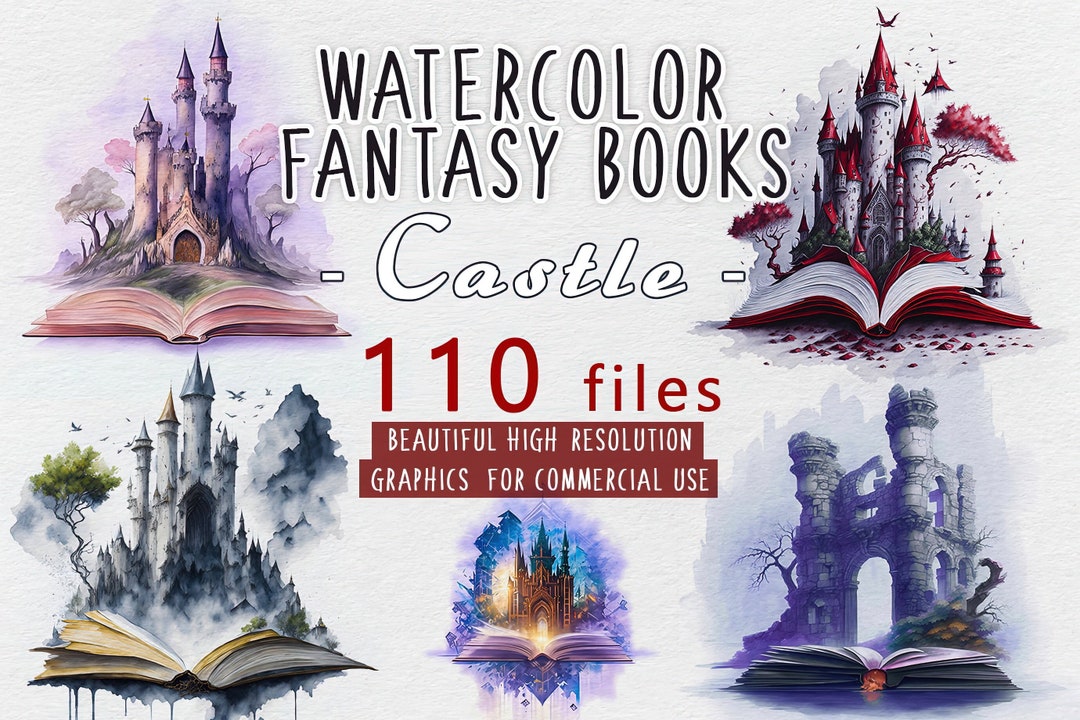 110 Watercolor Fantasy Book Clipart Bundle, Magical Book Jpgs, Fantasy ...