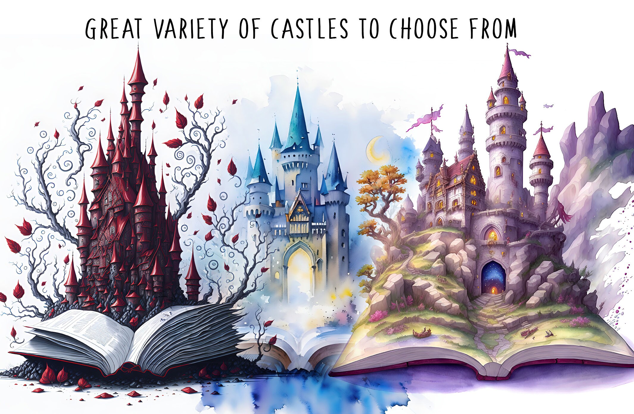 110 Watercolor Fantasy Book Clipart Bundle, Magical Book Jpgs, Fantasy ...