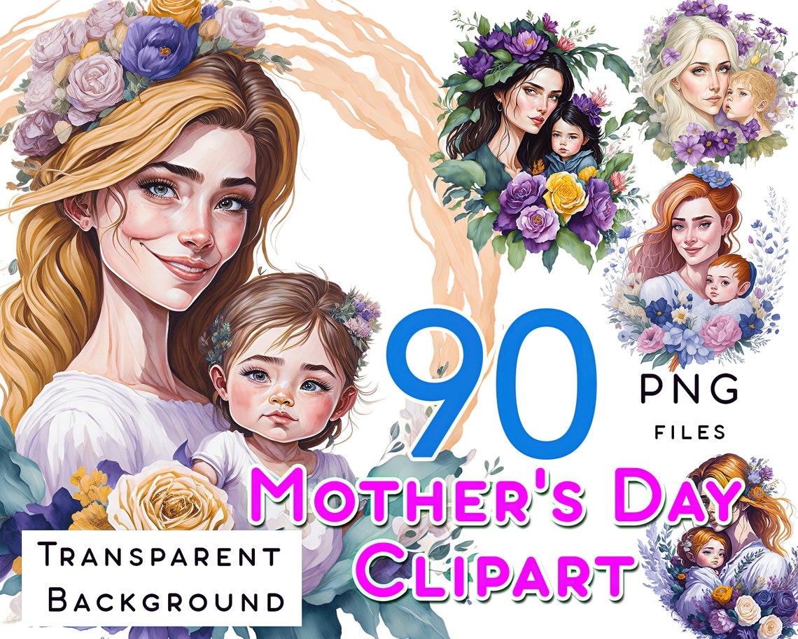 Mother's Day Clipart, Mom and Baby Clipart, Mom and Baby Clipart ...