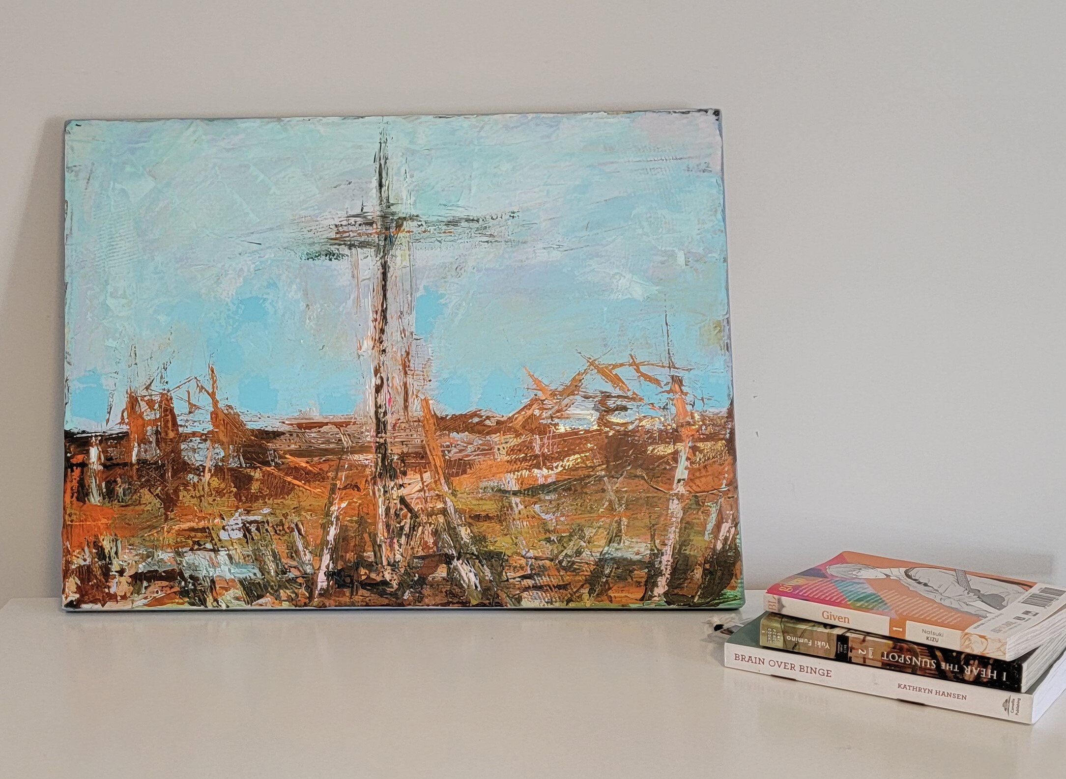 THE CROSS Original Acrylic Painting on 24"x20" Canvas Landscape Modern ...