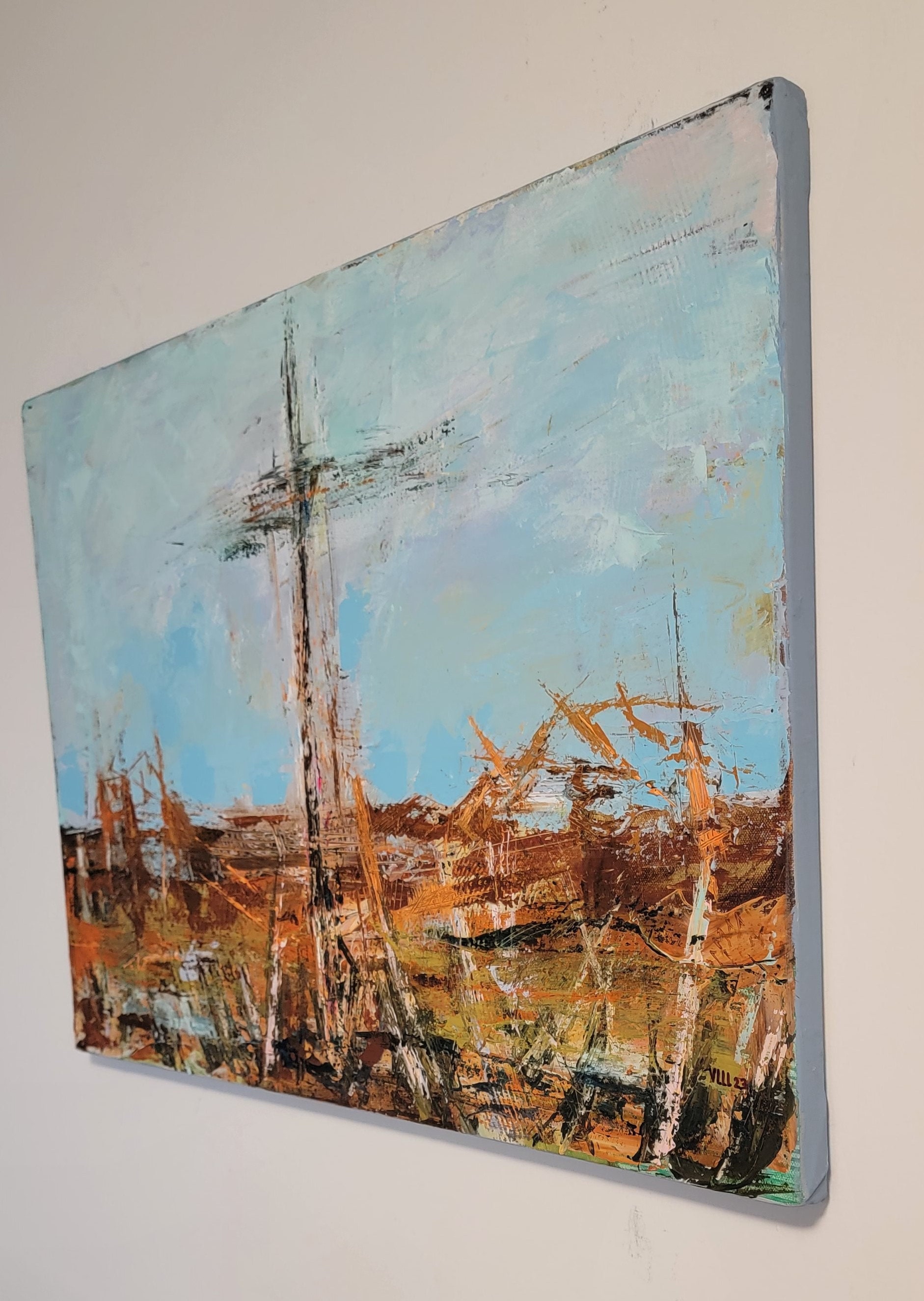 THE CROSS Original Acrylic Painting on 24"x20" Canvas Landscape Modern ...