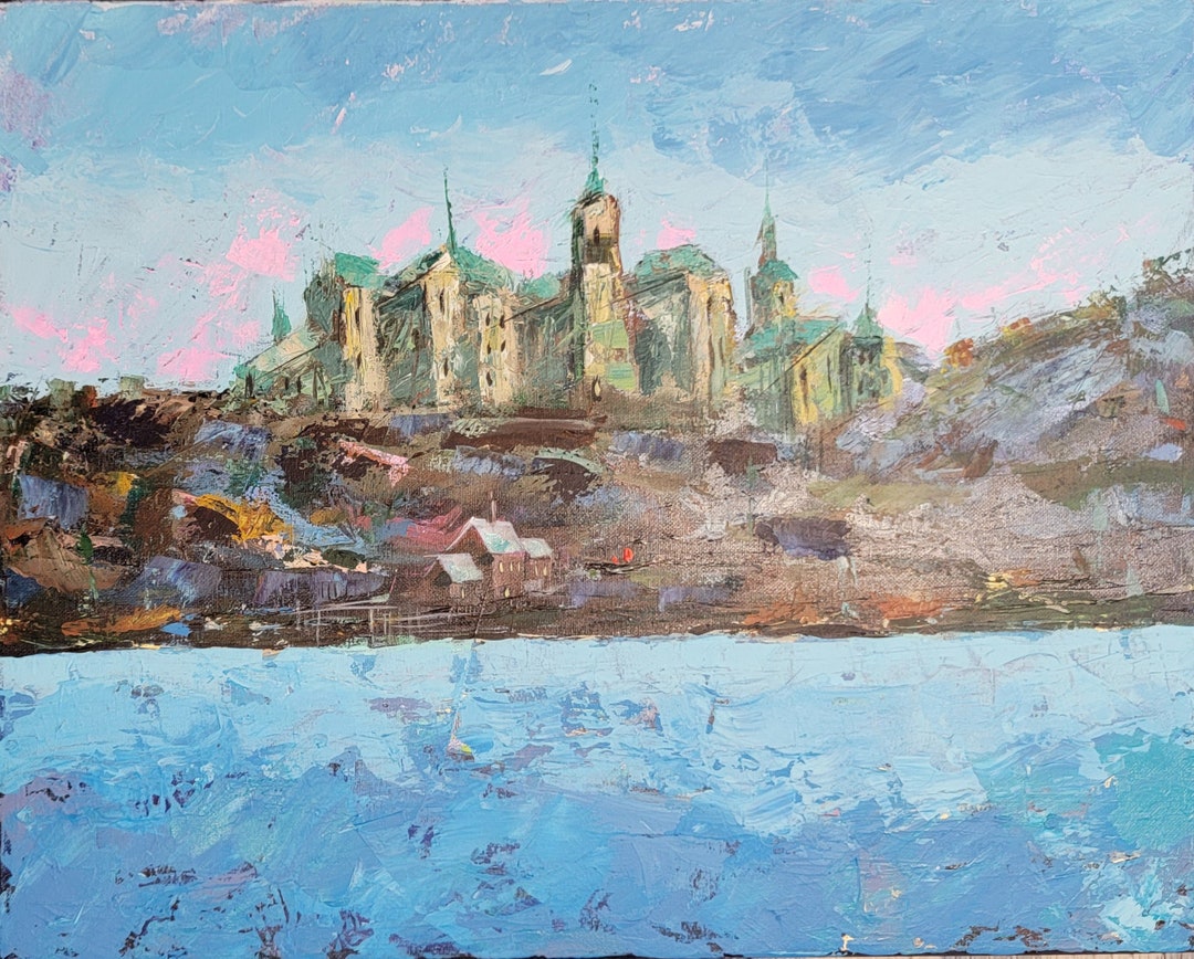 LOKET CASTLE Original Acrylic Painting on 20"x16" Canvas Landscape ...