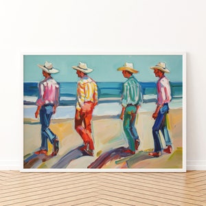 Preppy Western Art | Coastal Cowboy Print | Retro 1970s Aesthetic ...
