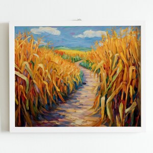 Warm Autumn Wall Art | Corn Painting | Thanksgiving Guest Room Decor ...