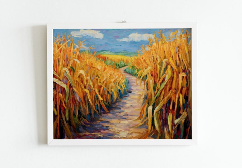 Warm Autumn Wall Art | Corn Painting | Thanksgiving Guest Room Decor ...