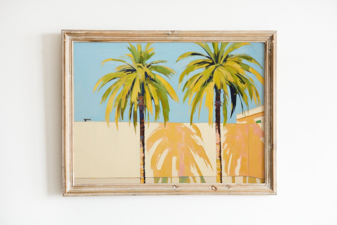 Preppy Palm Tree Painting | Downloadable Print | Coastal Office Decor ...