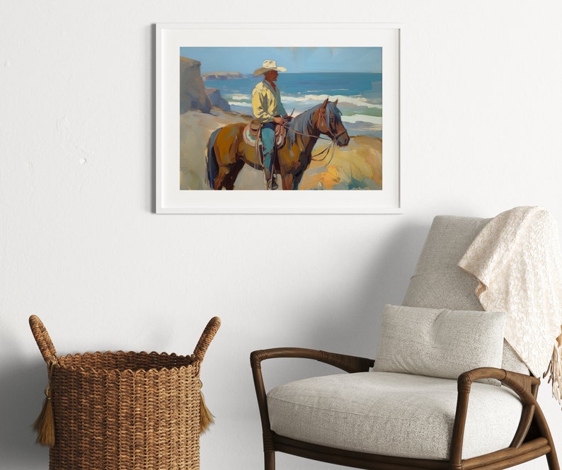 Vintage Cowboy Print Coastal Country Art Ranch House Decor - Etsy