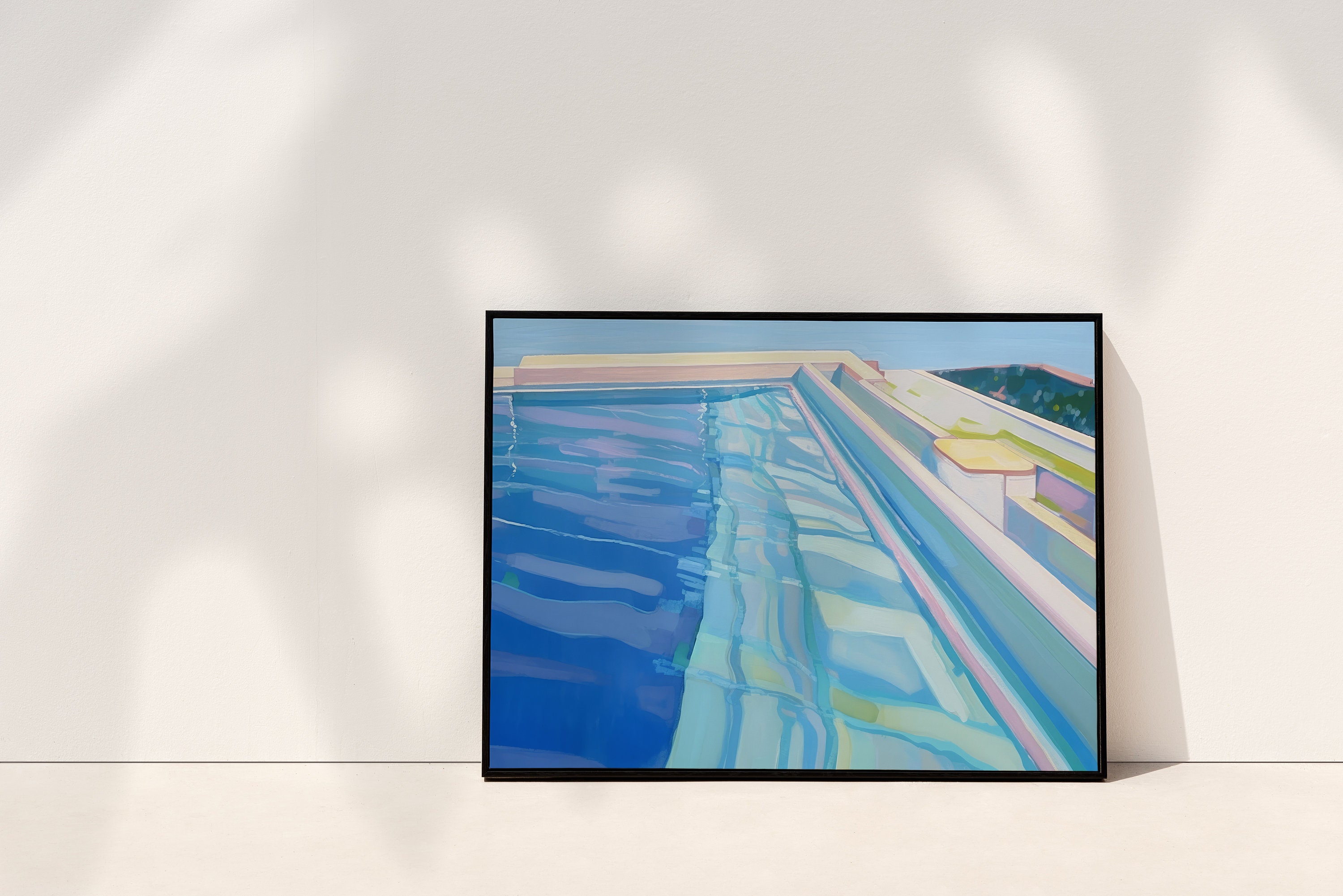 Retro Pool Painting Blue Pool Print Maximalist Room Decor - Etsy