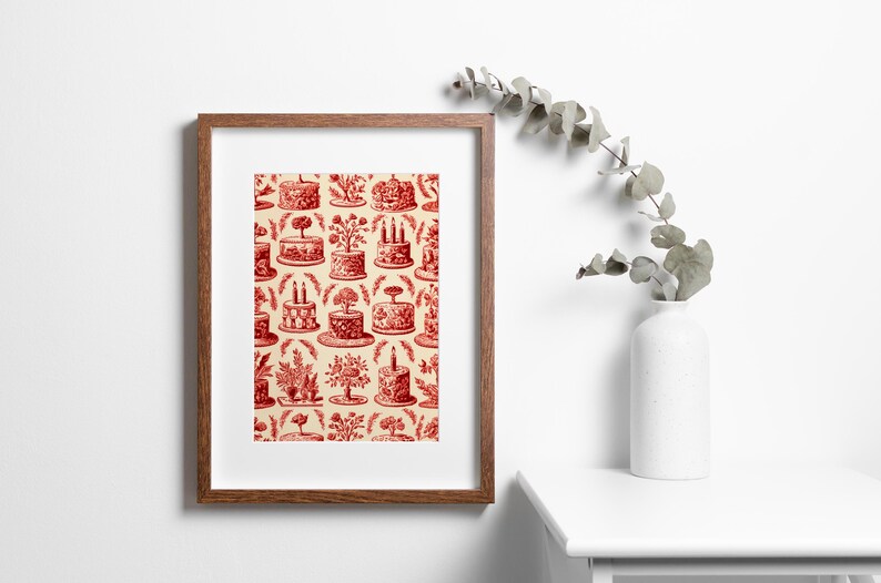 Red Toile Print | Vintage Southern Kitchen Decor | French Country ...
