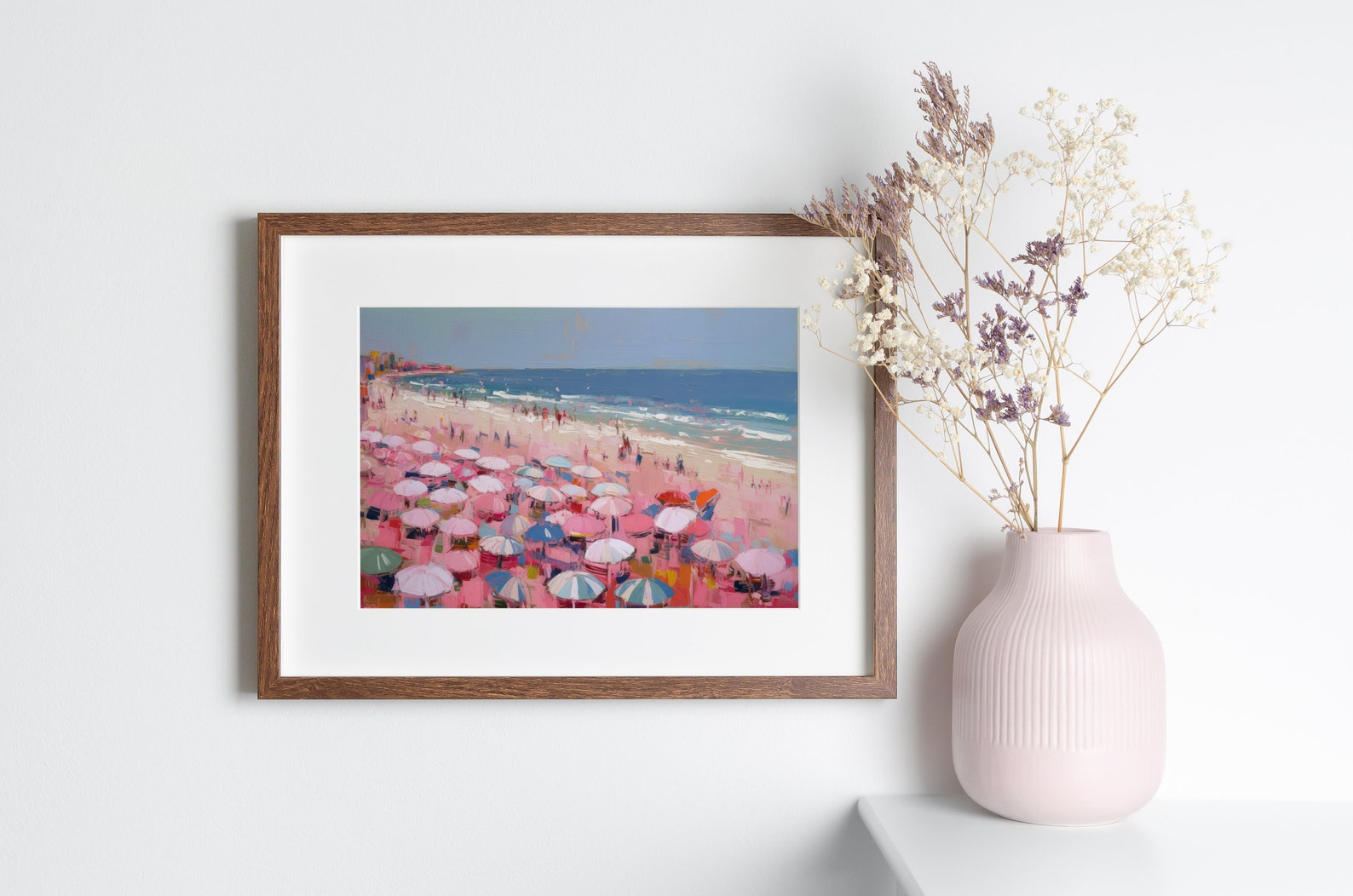 Vintage Beach Print | Abstract Coastal Painting | Girly Apartment Decor ...