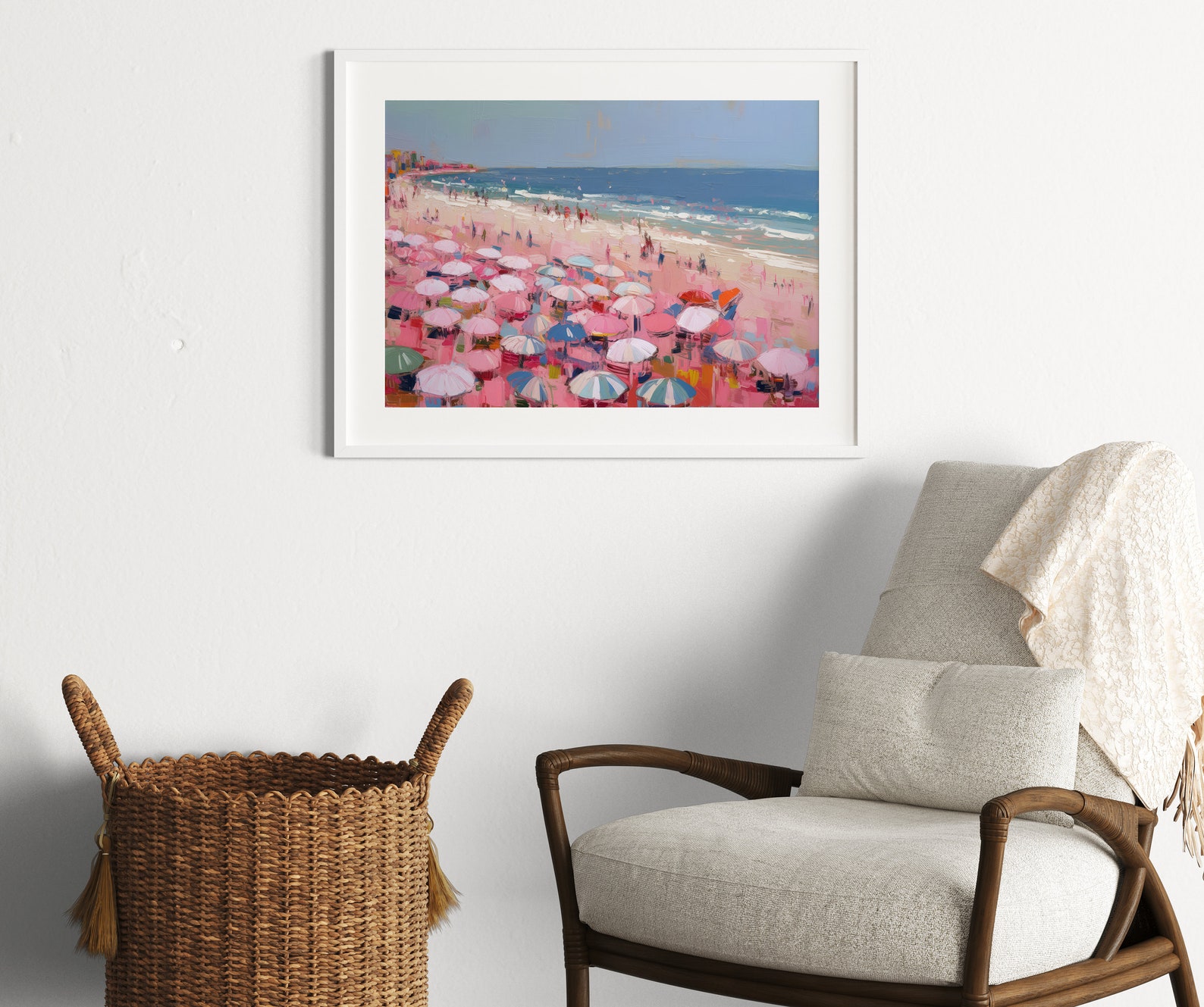 Vintage Beach Print | Abstract Coastal Painting | Girly Apartment Decor ...