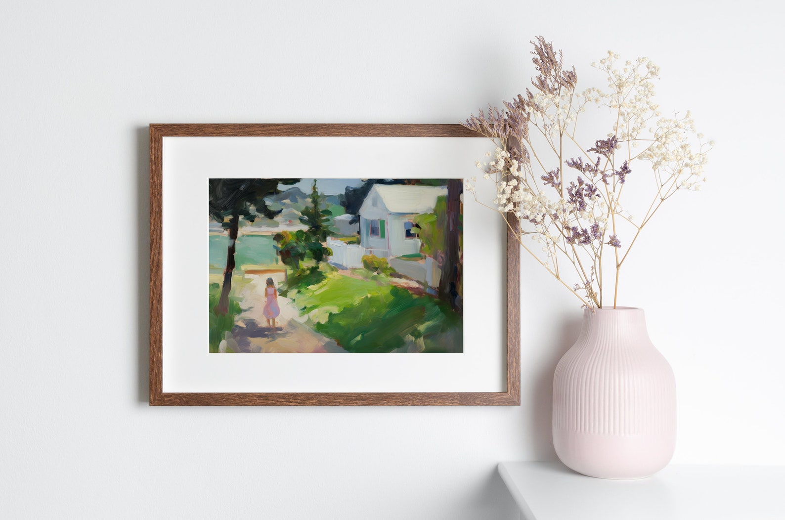 Green Lake House Print | Soft Abstract Painting | Cozy Cottage Decor ...