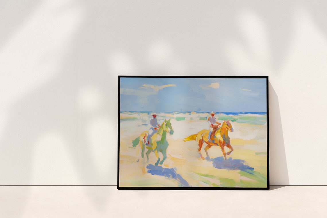 Pastel Cowboy Print | Western Dorm Decor | Coastal Equestrian Painting ...