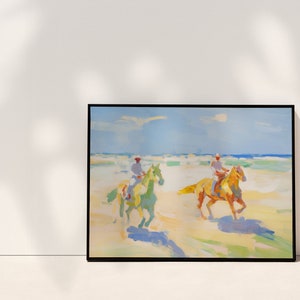 Pastel Cowboy Print | Western Dorm Decor | Coastal Equestrian Painting ...