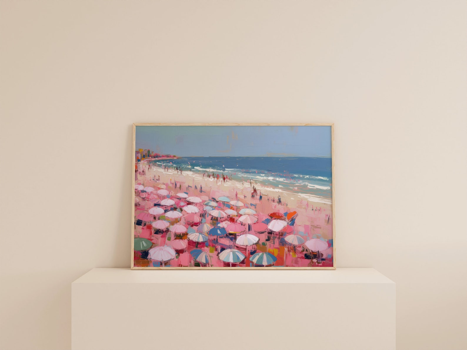 Vintage Beach Print | Abstract Coastal Painting | Girly Apartment Decor ...