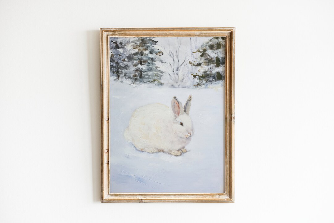 Rustic French Country Rabbit Print | Muted Oil Painting | Vintage ...