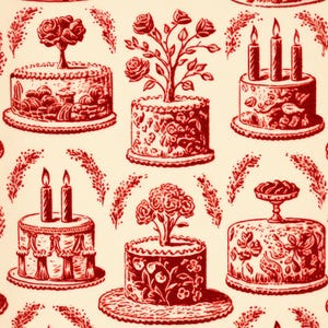 Red Toile Print | Vintage Southern Kitchen Decor | French Country ...