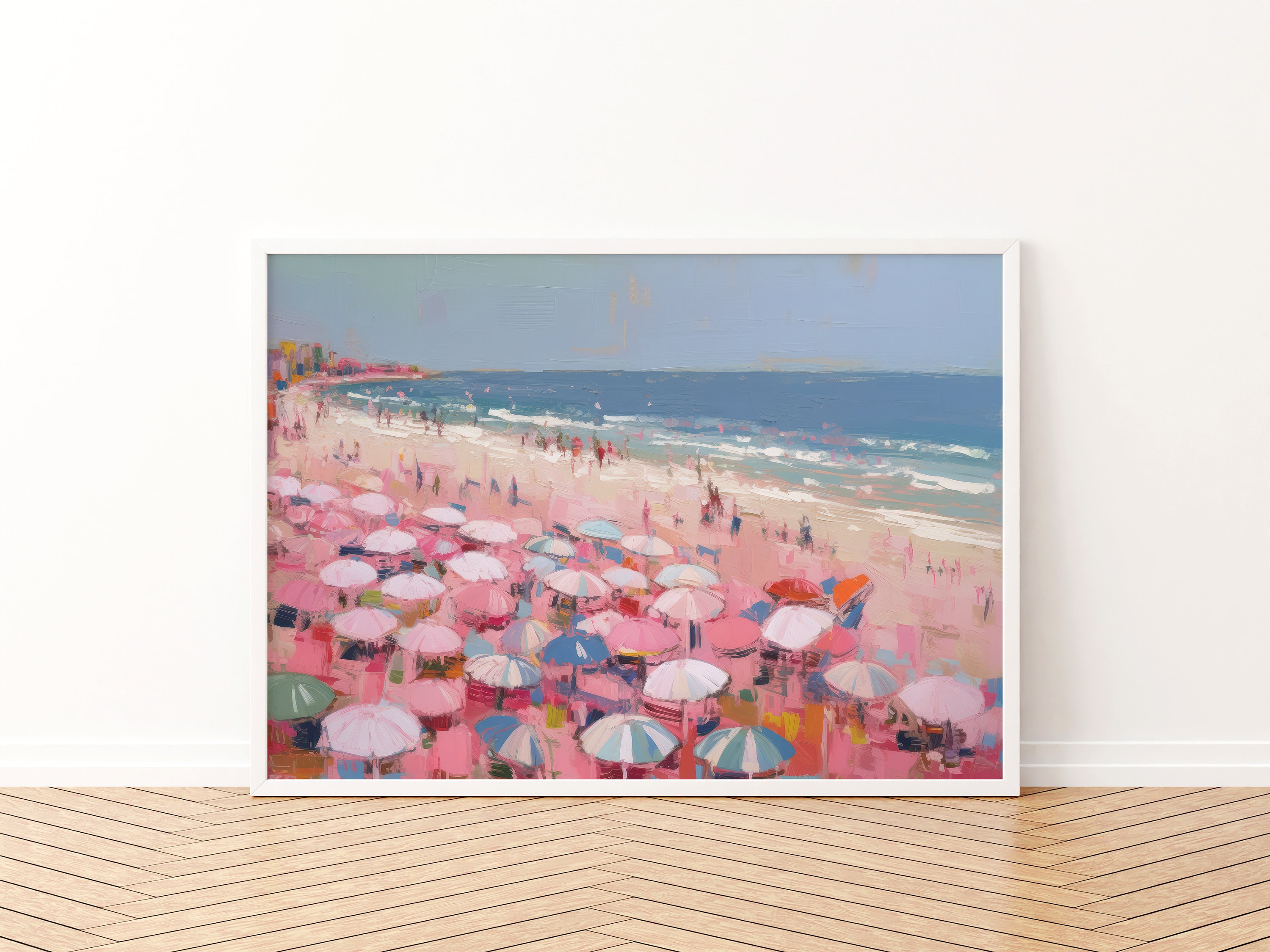 Vintage Beach Print | Abstract Coastal Painting | Girly Apartment Decor ...