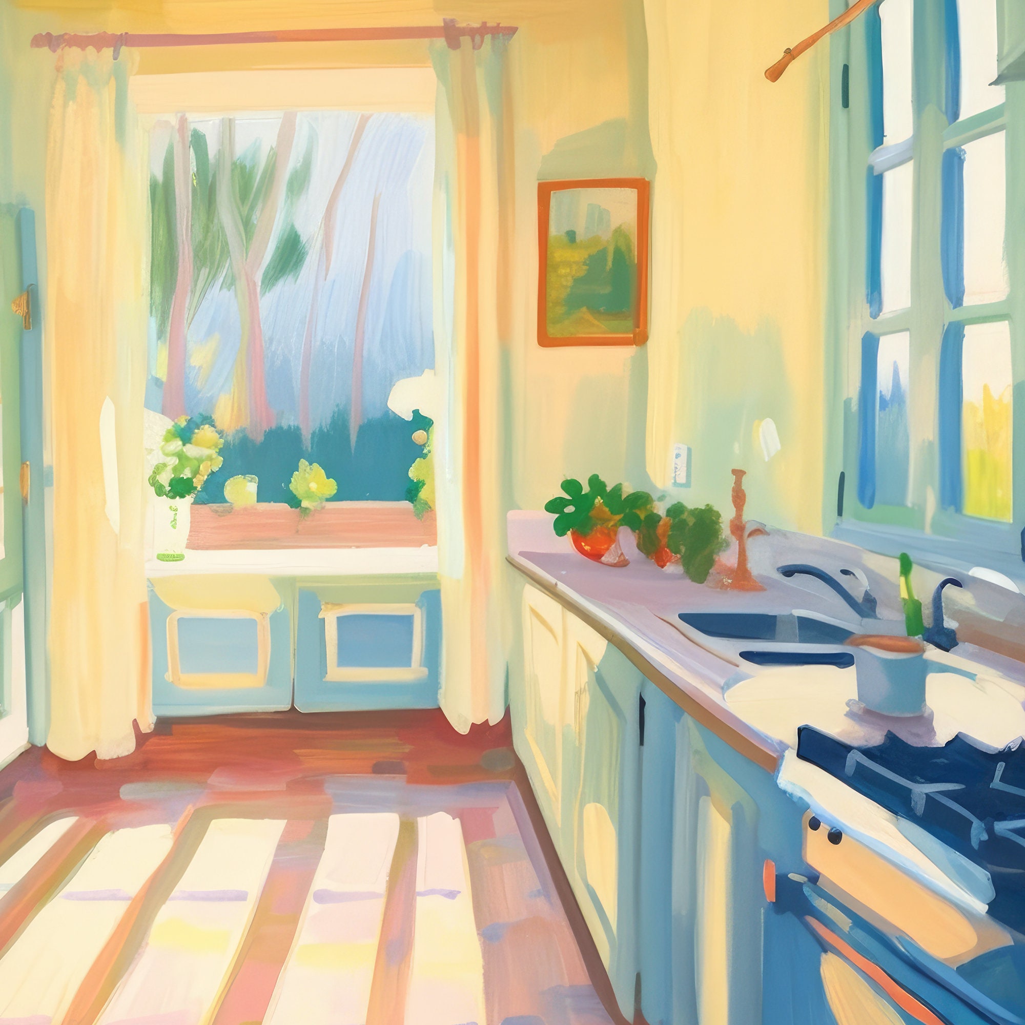 Pastel Cottagecore Print | Maximalist Kitchen Decor | Breakfast Nook ...