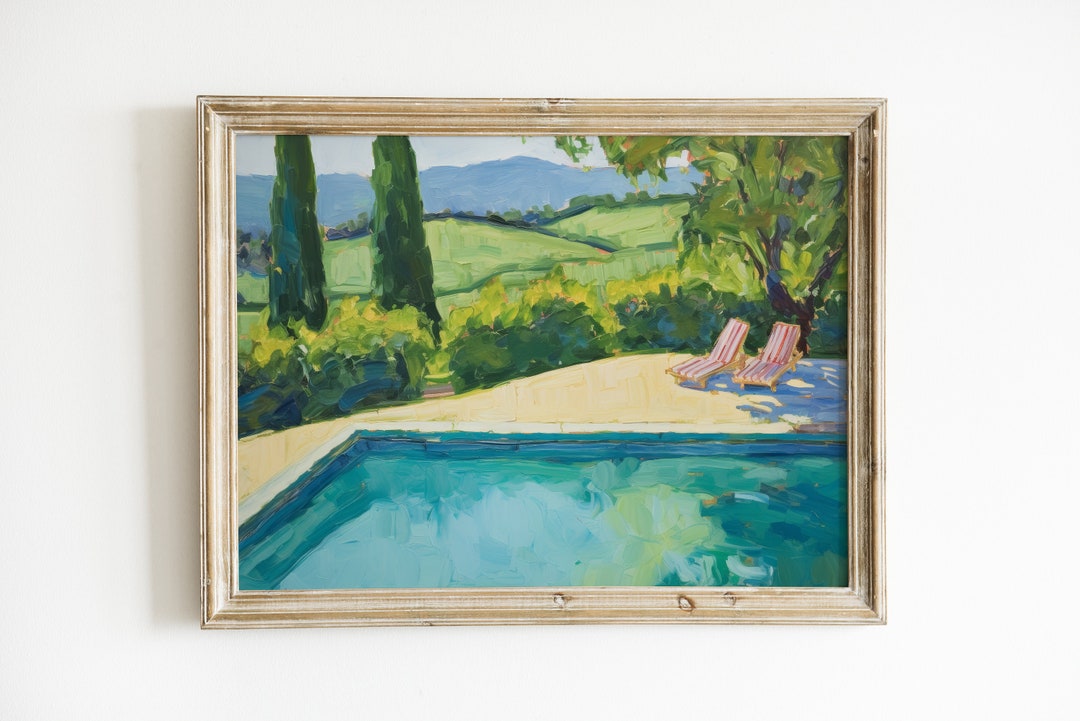 Napa Painting | Abstract Pool Wall Art | Blue and Green Office Artwork ...