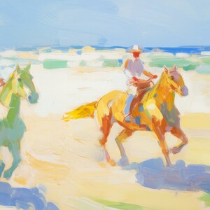 Pastel Cowboy Print | Western Dorm Decor | Coastal Equestrian Painting ...