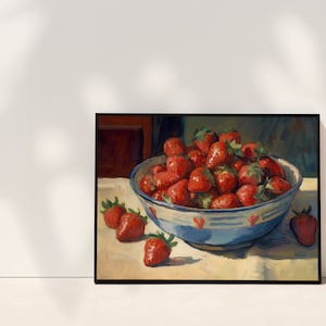 Strawberry Print | Cute Country Kitchen Decor | Vintage Kitchen ...