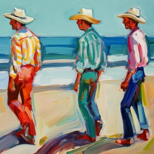 Preppy Western Art | Coastal Cowboy Print | Retro 1970s Aesthetic ...