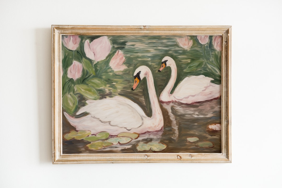 Swan Print | Soft Printable Wall Art | Pink and Green Decor | Girly ...