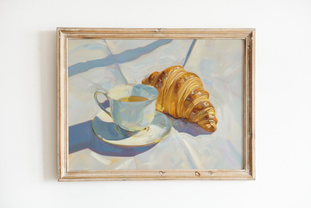 Trendy Kitchen Print | Croissant Painting | Breakfast Printable ...