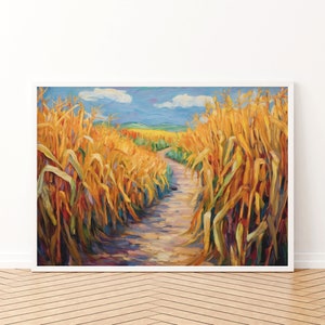 Warm Autumn Wall Art | Corn Painting | Thanksgiving Guest Room Decor ...