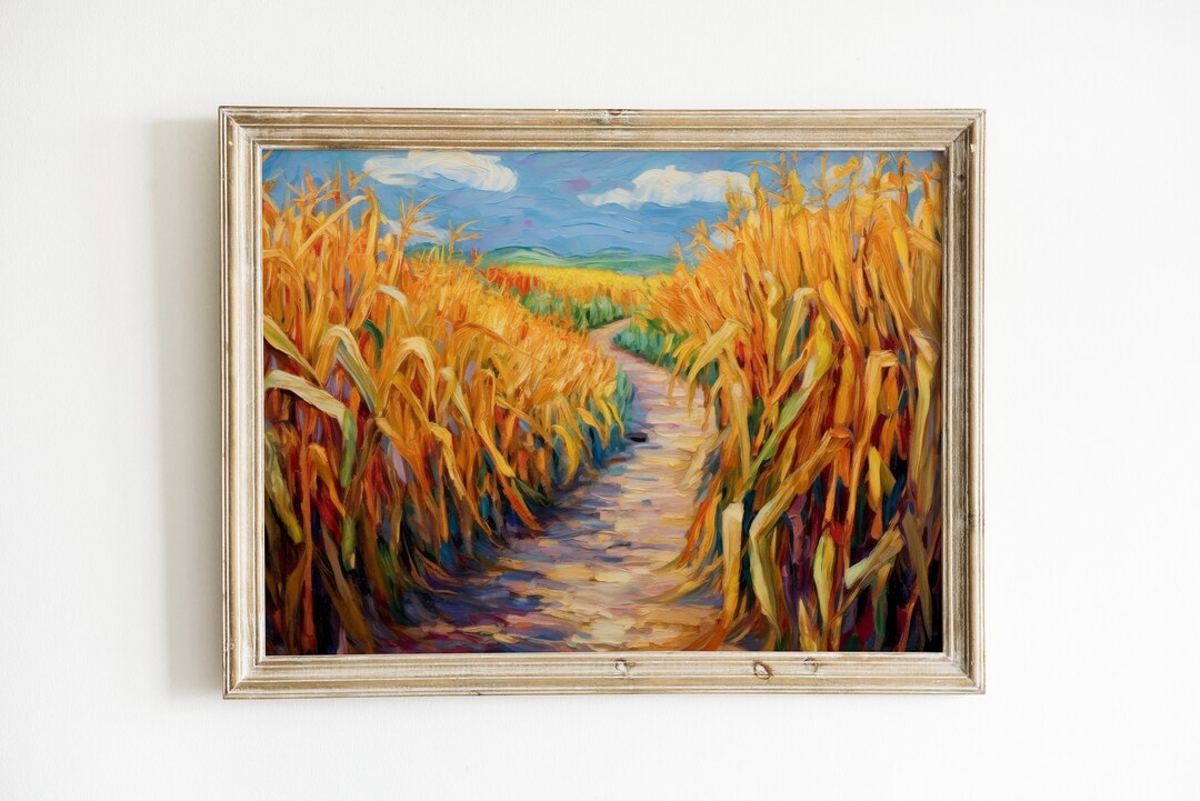 Warm Autumn Wall Art | Corn Painting | Thanksgiving Guest Room Decor ...