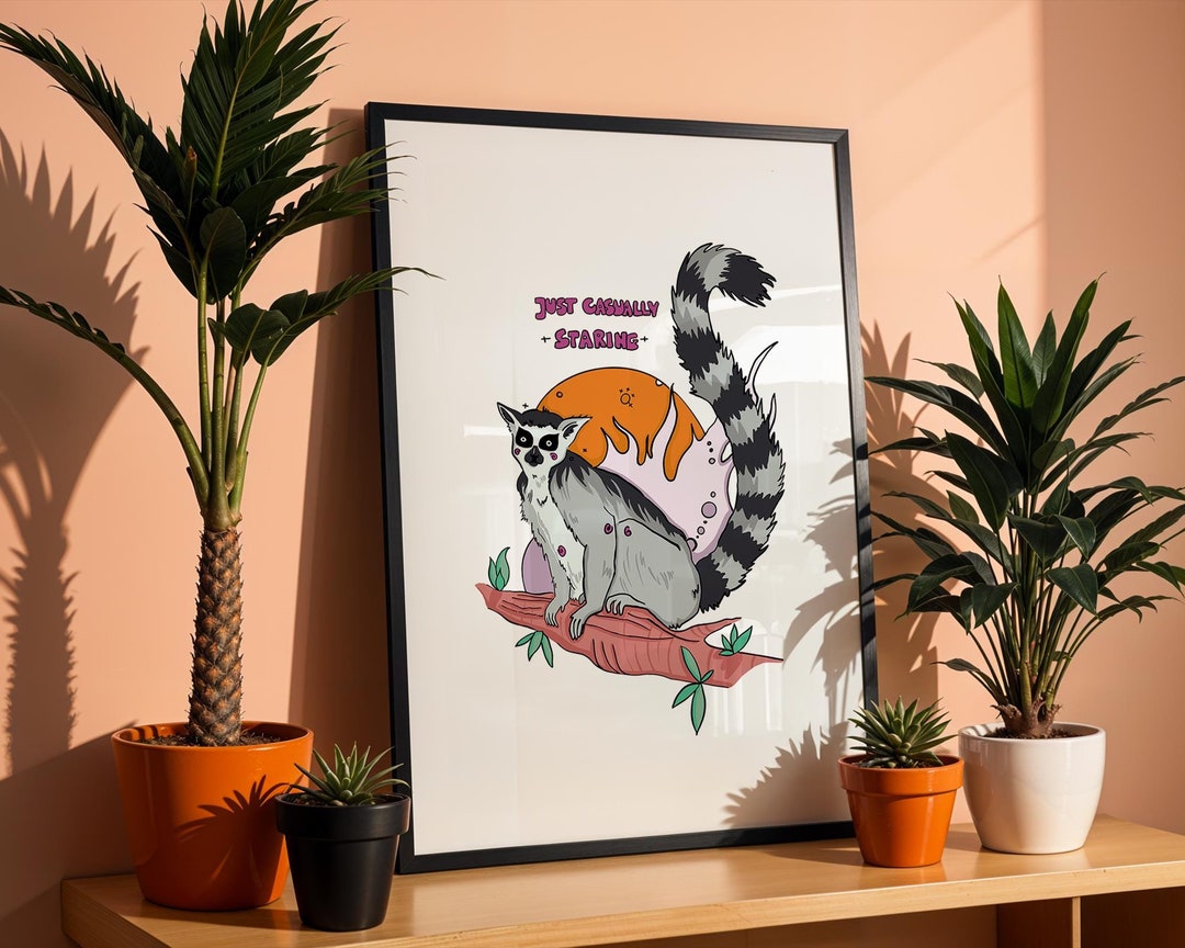 Lemur Digital Poster | Lemur Art Print | Lemur Kids Bedroom | Bathroom ...