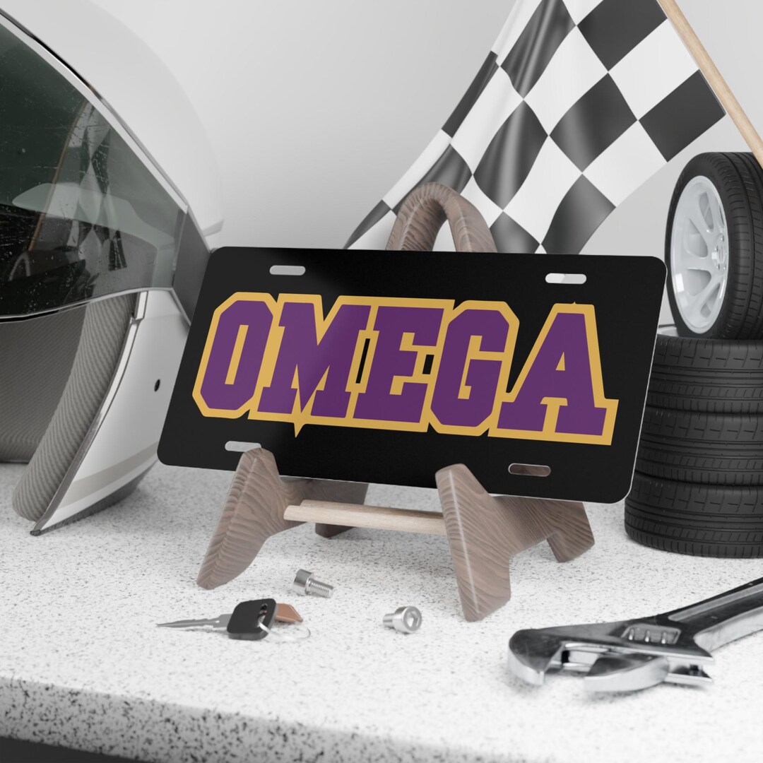 Omega Vanity Plate | Omega License Plate | Purple and Gold | Omega Car ...