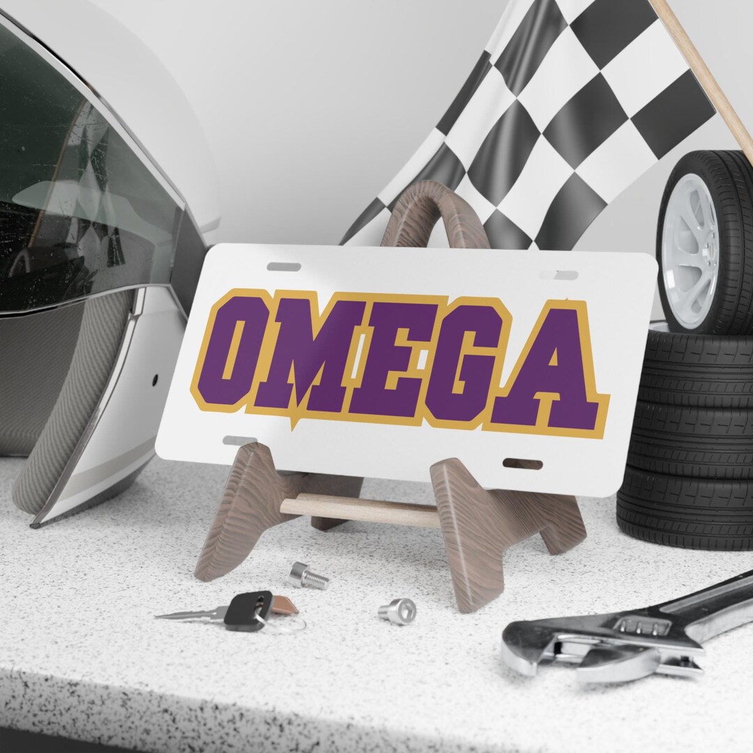 Omega Vanity Plate Omega License Plate Purple and Gold Omega Car ...