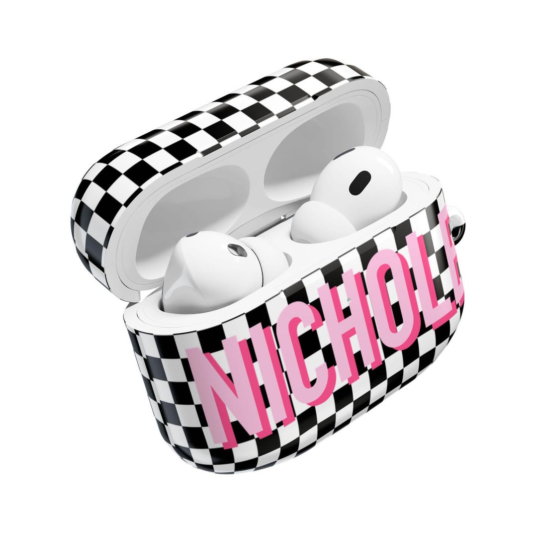 Custom Checkered Name AirPod Cases - Etsy