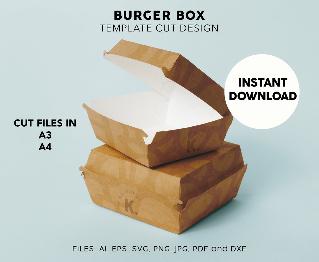 Burger Box SVG Template, Cheeseburger Box Template, Cricut Cut Files ...
