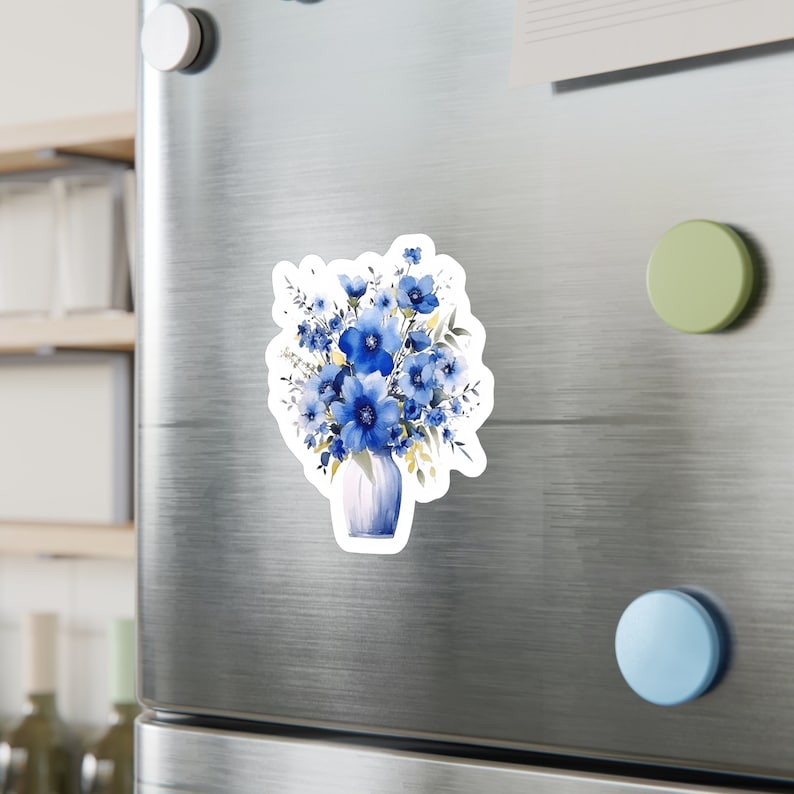 Blue Flowers Vase Vinyl Decal Sticker - Etsy