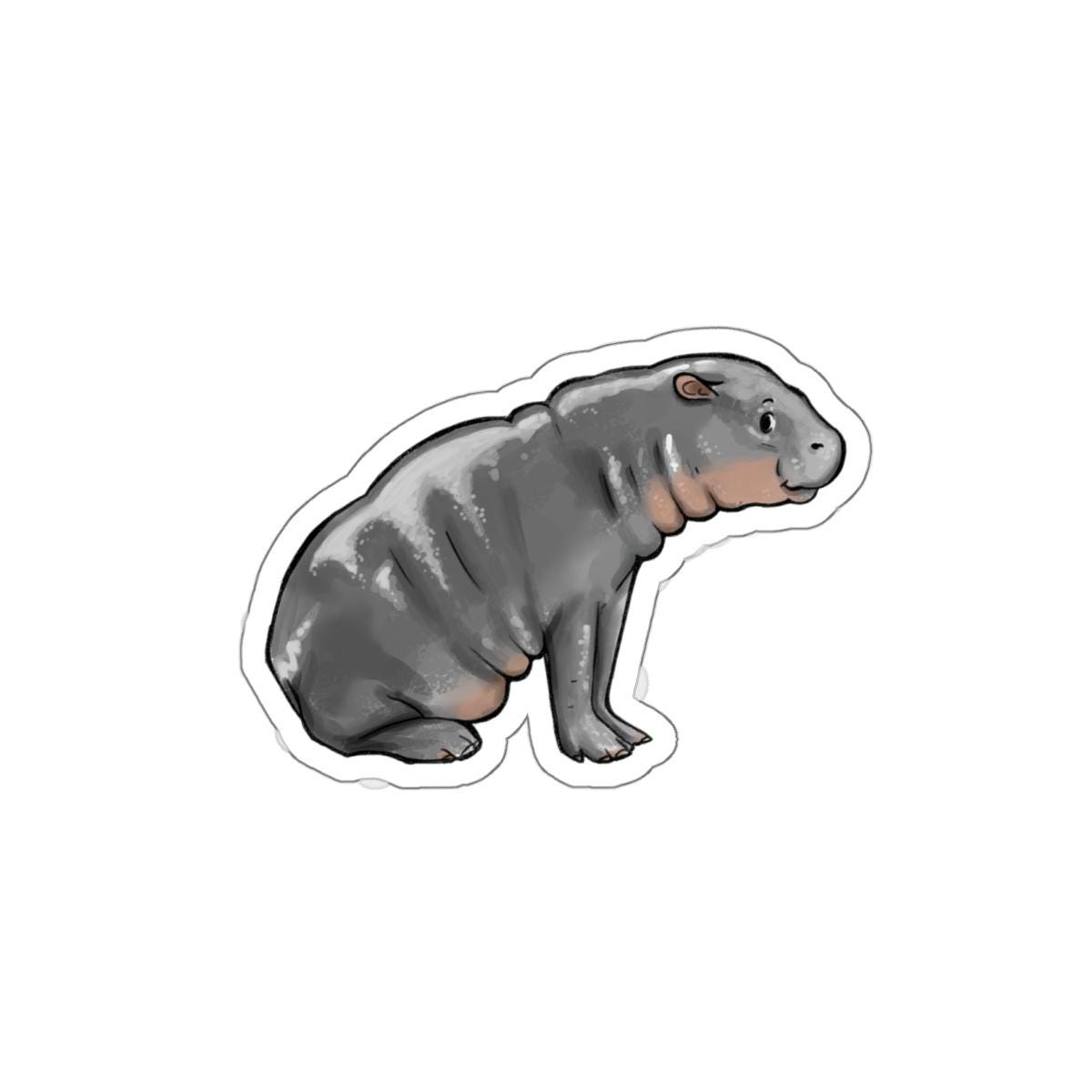 Cute Baby Hippo Die-cut Stickers, Vinyl Sticker, Laptop Decal, Water ...