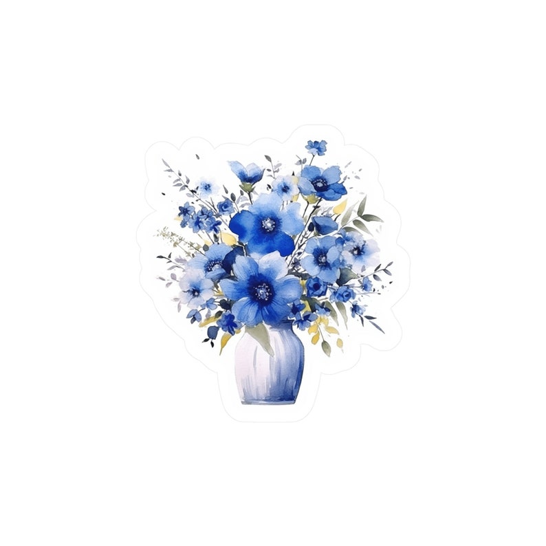 Blue Flowers Vase Vinyl Decal Sticker - Etsy