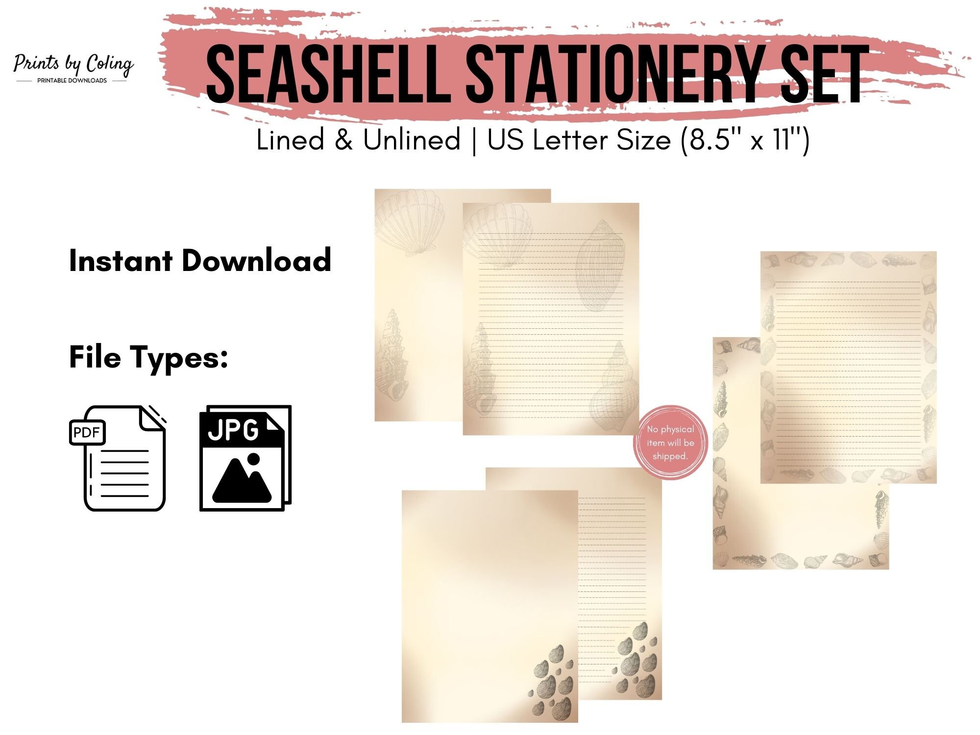 Printable Stationery Download Lined Unlined Digital Writing Paper US ...