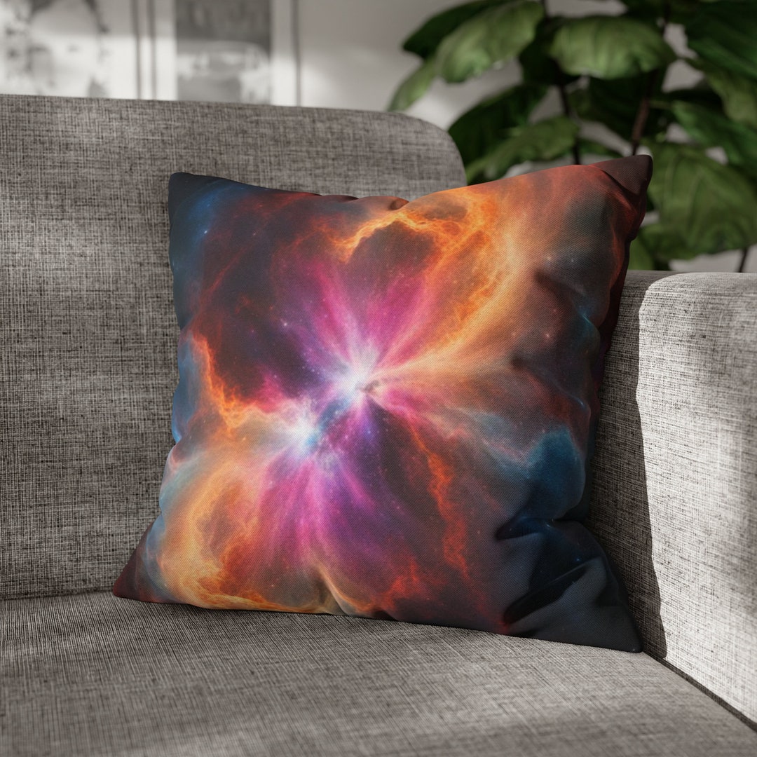 Rainbow Exploding Nebula, Butterfly Wings, Space, Spun Polyester Square ...